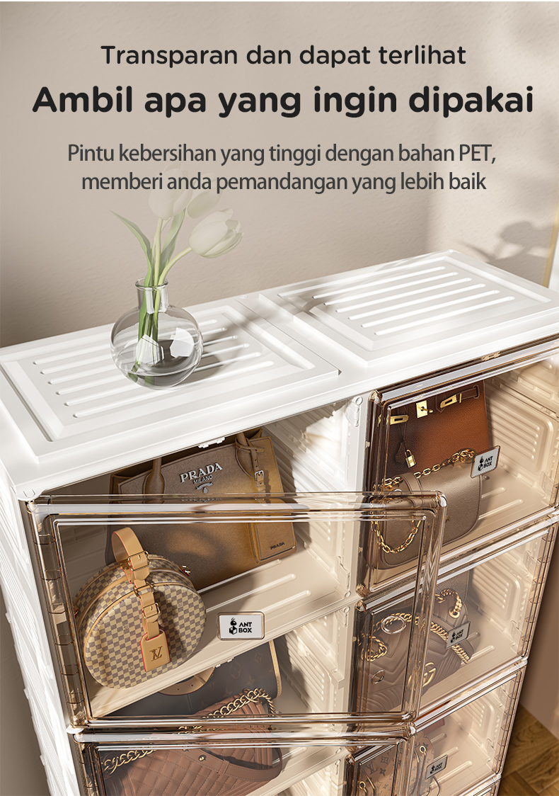 Jual ANTBOX Lemari Helm 6 Box Kabinet Penyimpanan Serbaguna Transparan ...