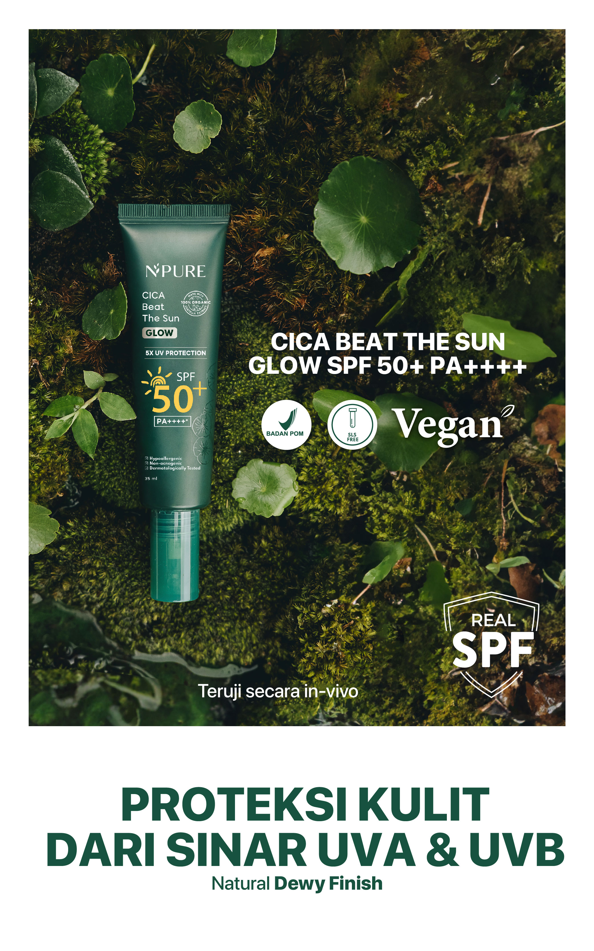 Jual 2PCS TWIN PACK SUNSCREEN - NPURE Sunscreen Cica Beat The Sun Glow ...