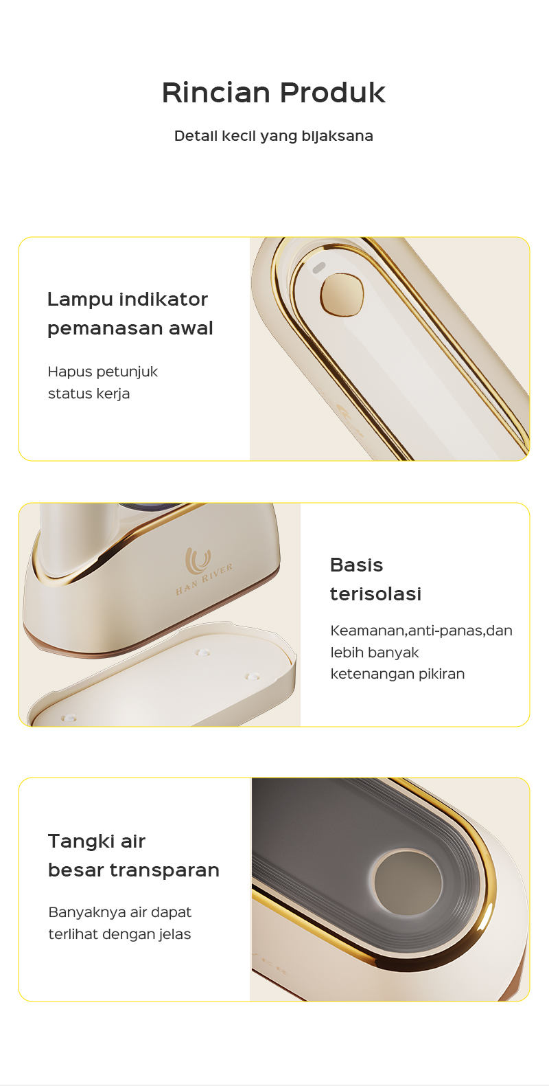 Jual HAN RIVER Setrika low watt 2in1 Setrika Uap Foldable setrika ...