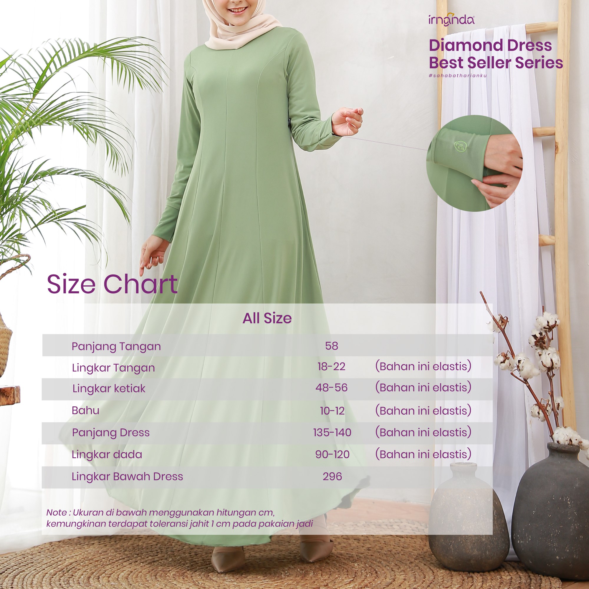 Jual Irnanda Gamis Diamond Dress Polos Jersey Spandex Premium Tebal ...