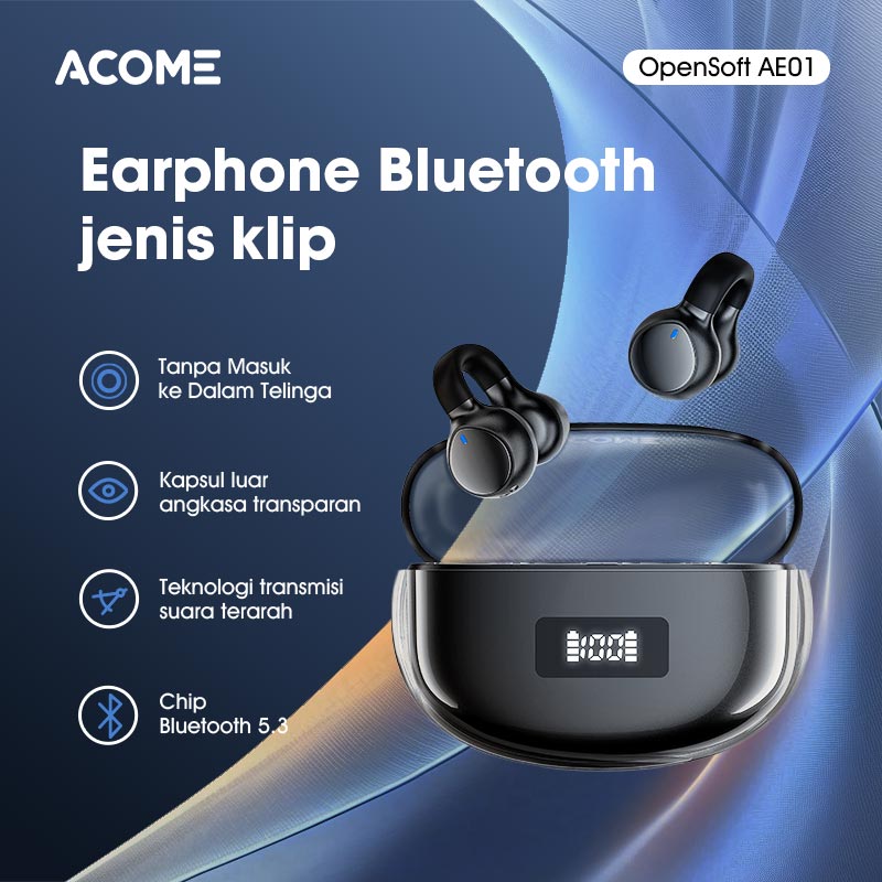 Jual [FREE STIKER] Acome Headset Earphone Bluetooth 5.3 Jenis Klip ...