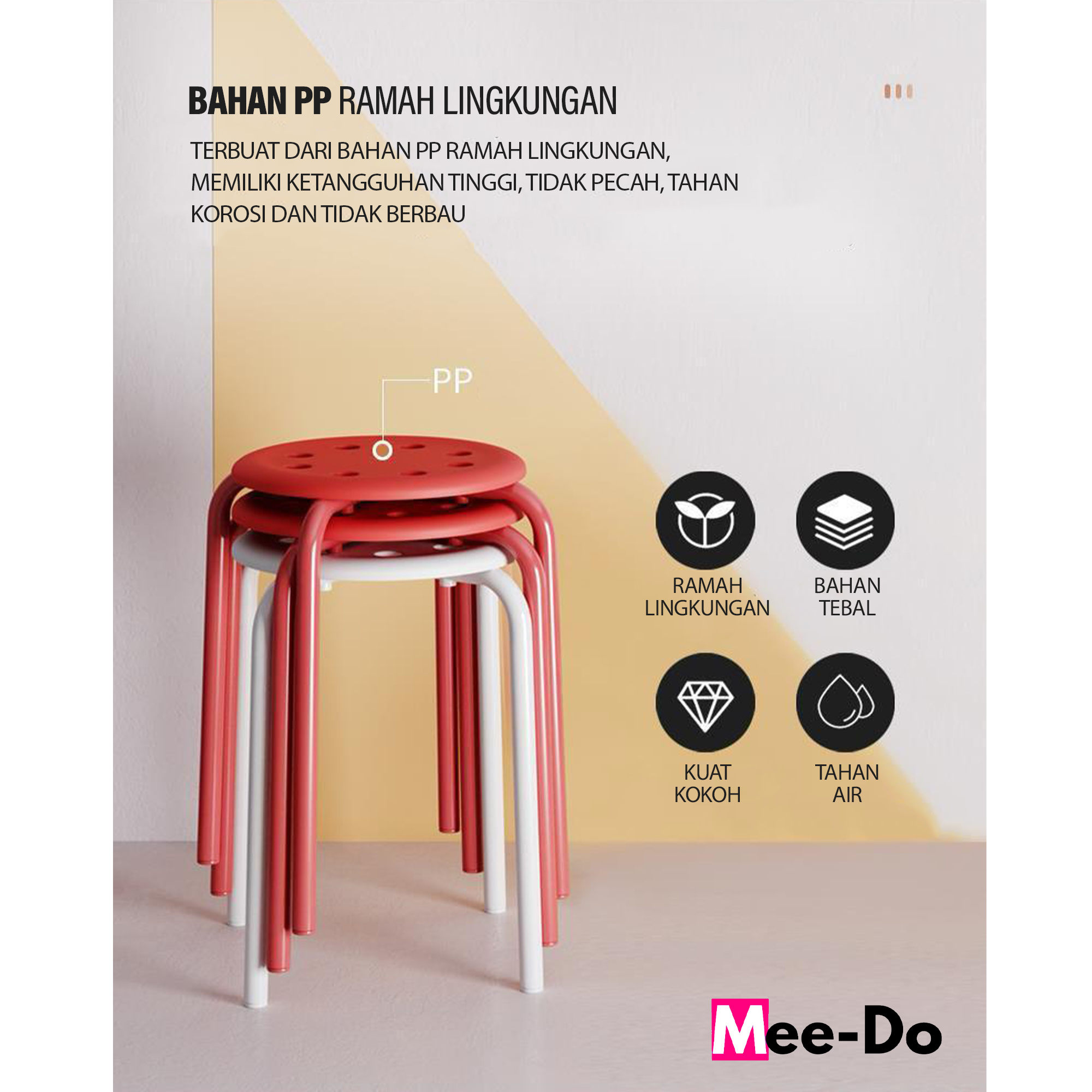 Jual Kursi Bulat Plastik Cafe Bangku Bakso Makan Susun Tumpuk | Shopee ...