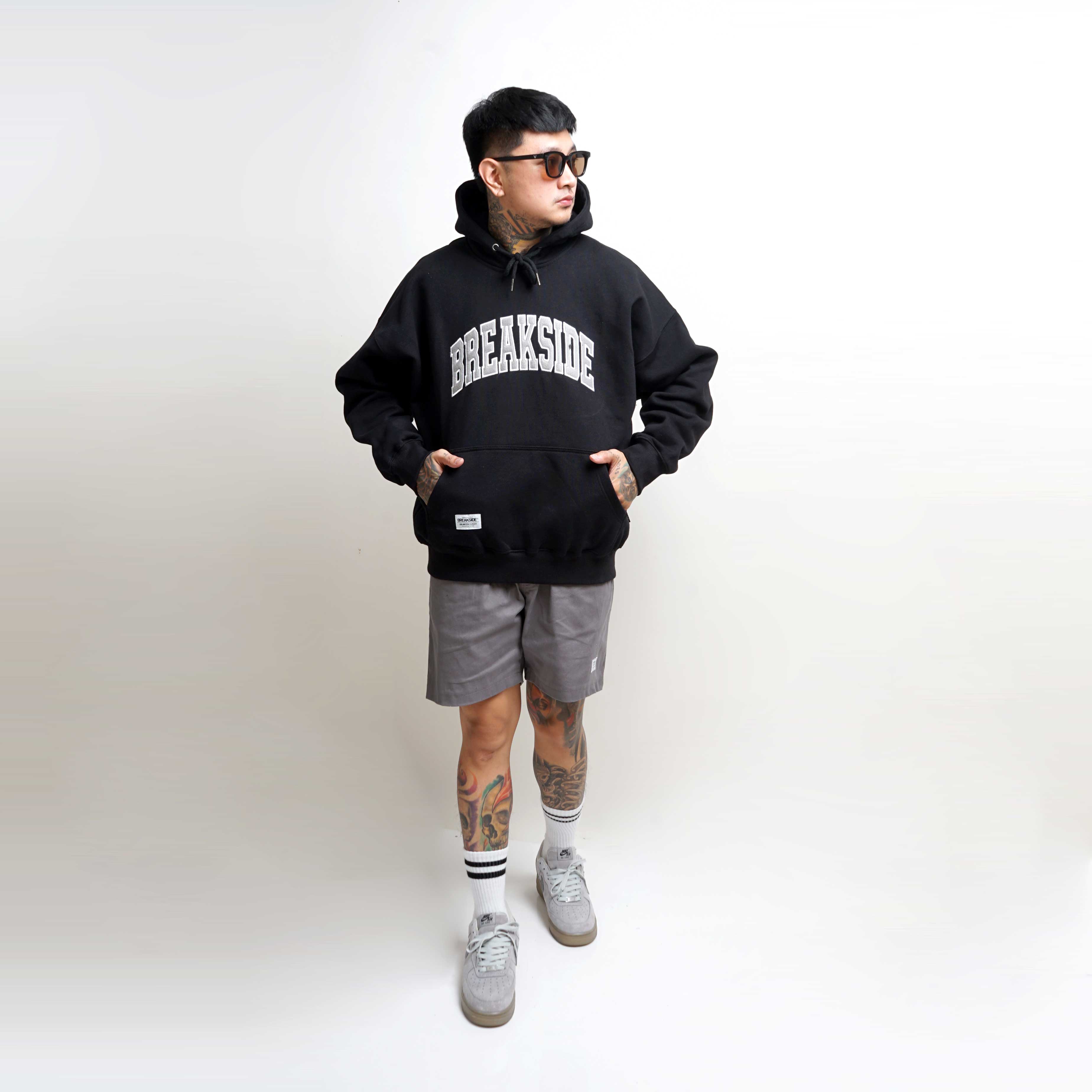 Jual [FREE BOX] Breakside Hoodie Oversized Kairav - Black 330 gsm ...