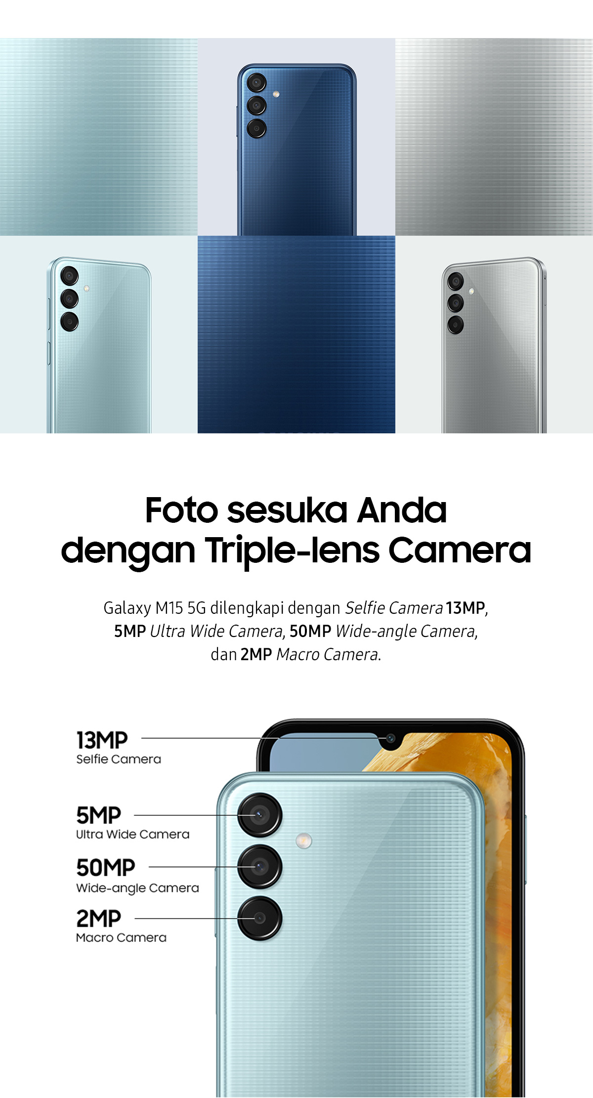 Jual Samsung Galaxy M15 5G 6/128GB - Dark Blue | Shopee Indonesia