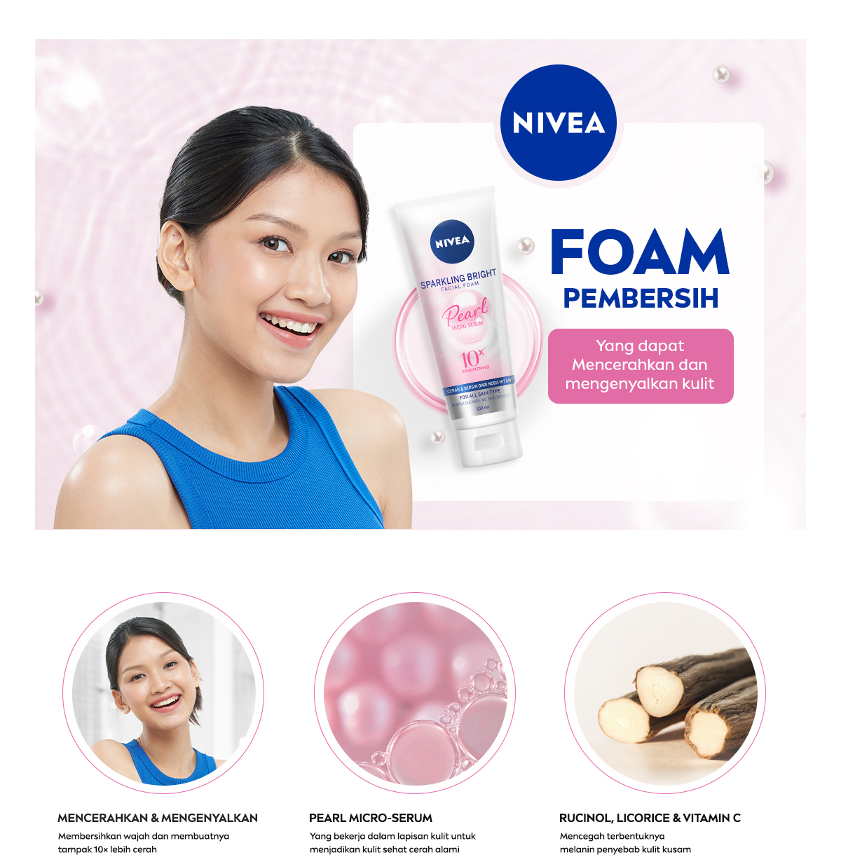 Jual NIVEA Facial Foam Sparkling Bright 100ml - Sabun cuci muka wanita ...