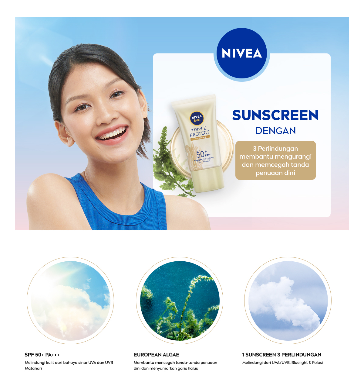 Jual NIVEA SUN Sunscreen Face Serum Triple Protect Anti Wrinkle SPF50+ PA+++ 40ml - Sunscreen ...