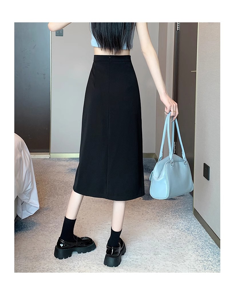 Jual Newlan QZ143 Skirt Korean Long Skirt Span Wanita Rok Hitam Panjang ...