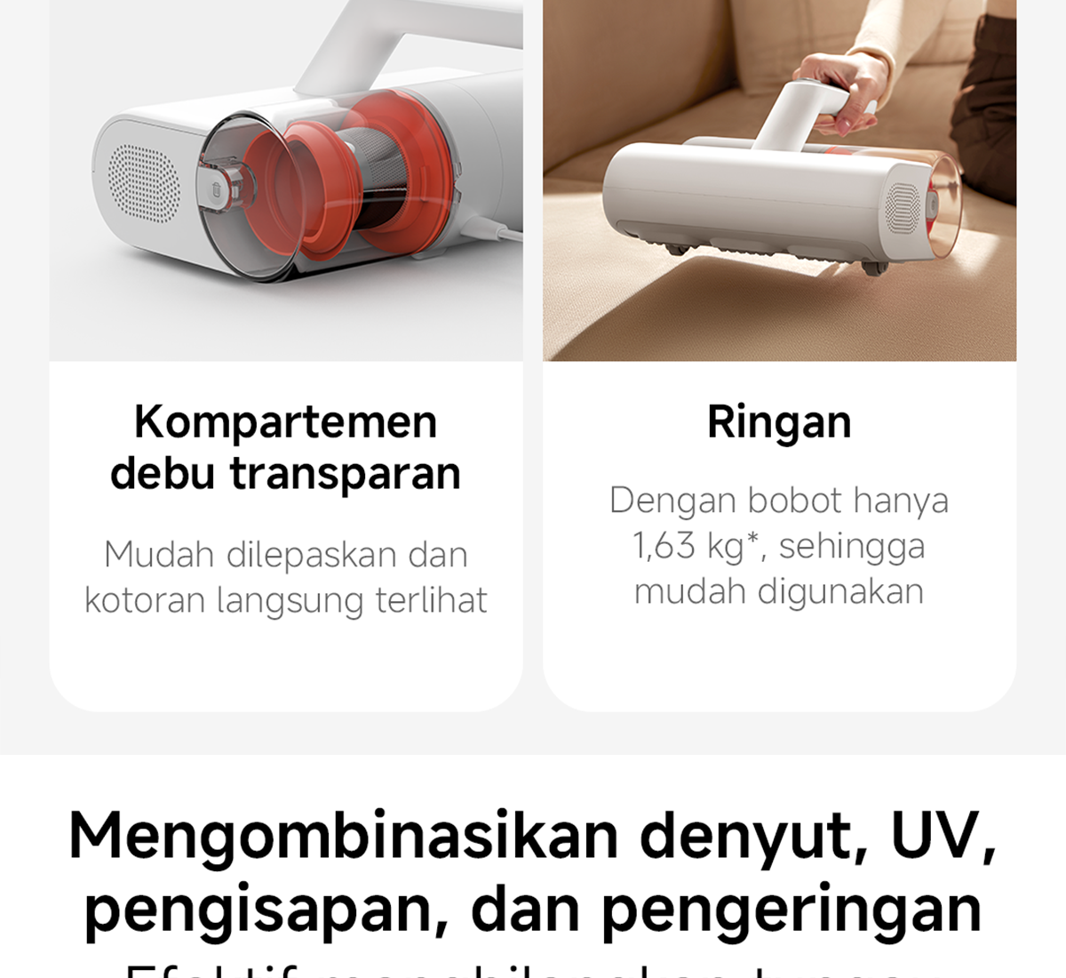 Jual Xiaomi Dust Mite Vacuum Cleaner | Daya Isap Cyclone 12.000 Pa ...