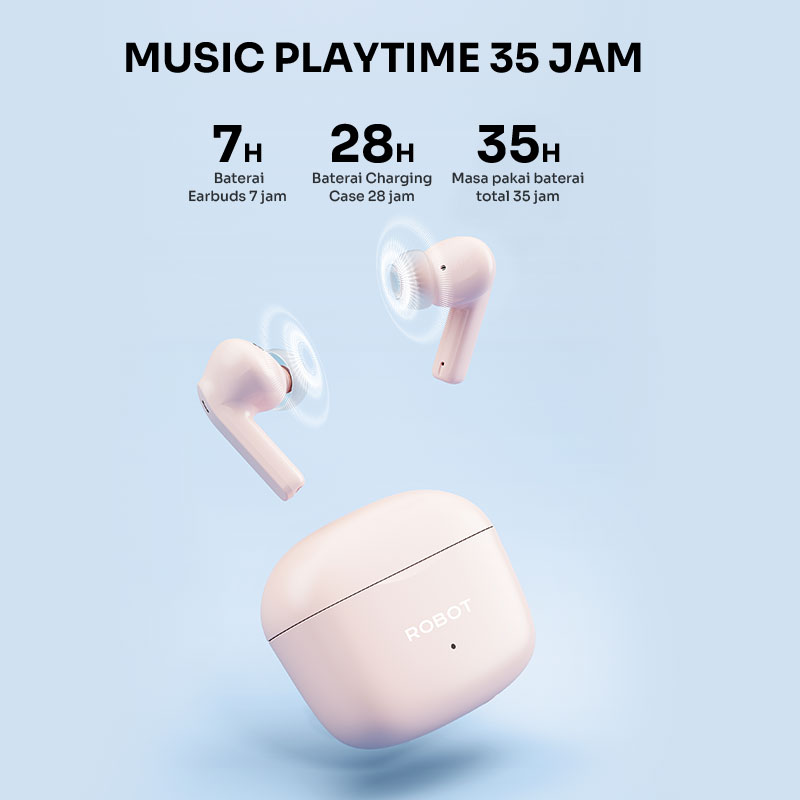 Jual ROBOT Headset Earphone TWS Bluetooth T70E TWS Earphone Airbuds ...
