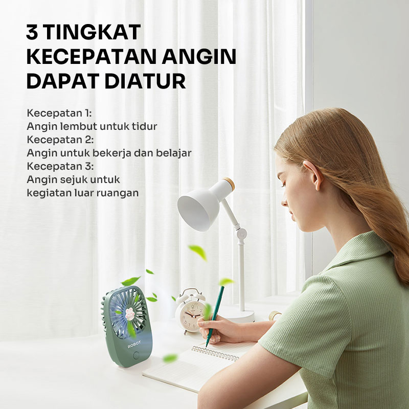 Jual ROBOT Kipas Mini Karakter Kelinci Portabel 1200mAh Kipas Angin ...