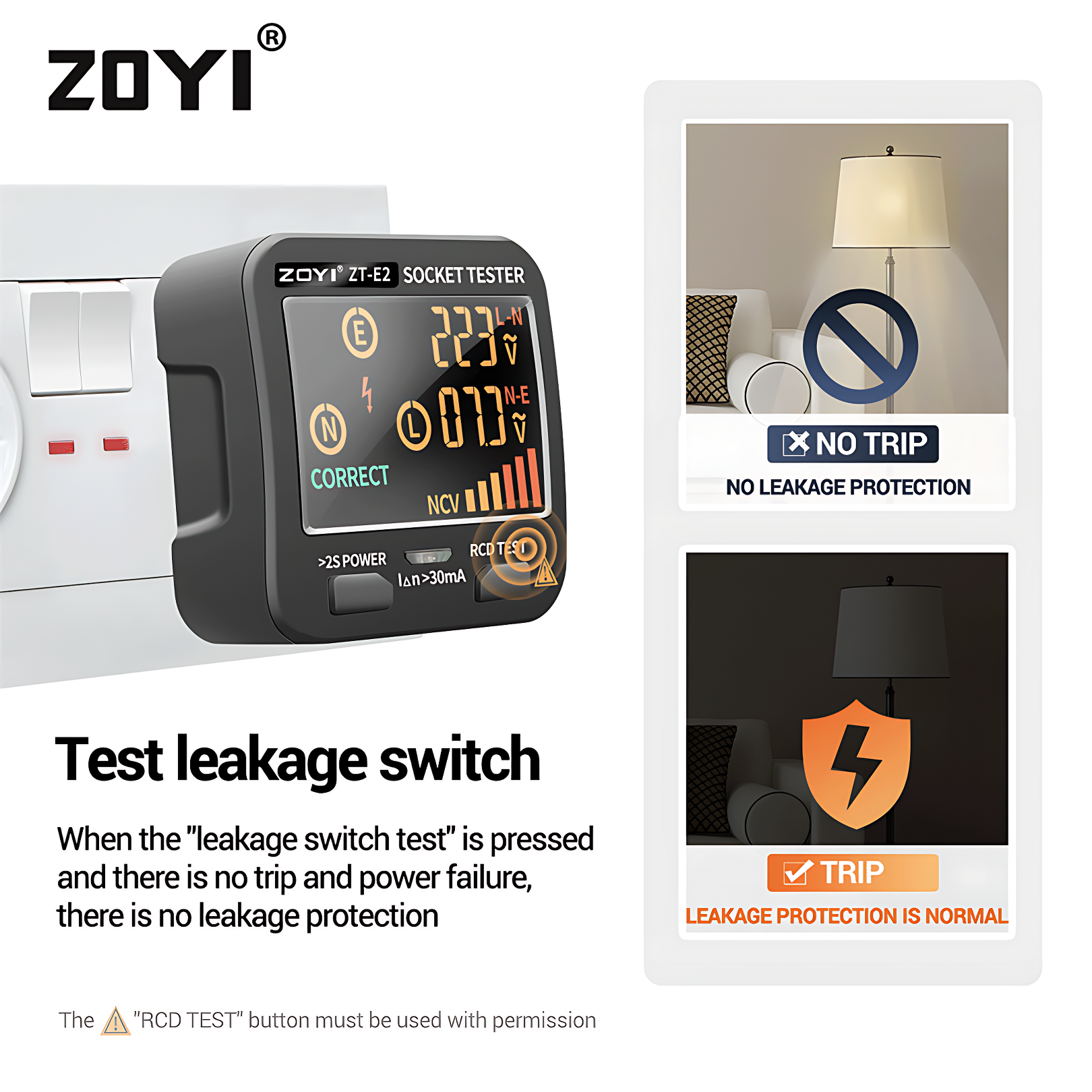 Jual ZOYI ZT-E2 Digital Socket Tester Smart Voltage Detector RCD EU ...