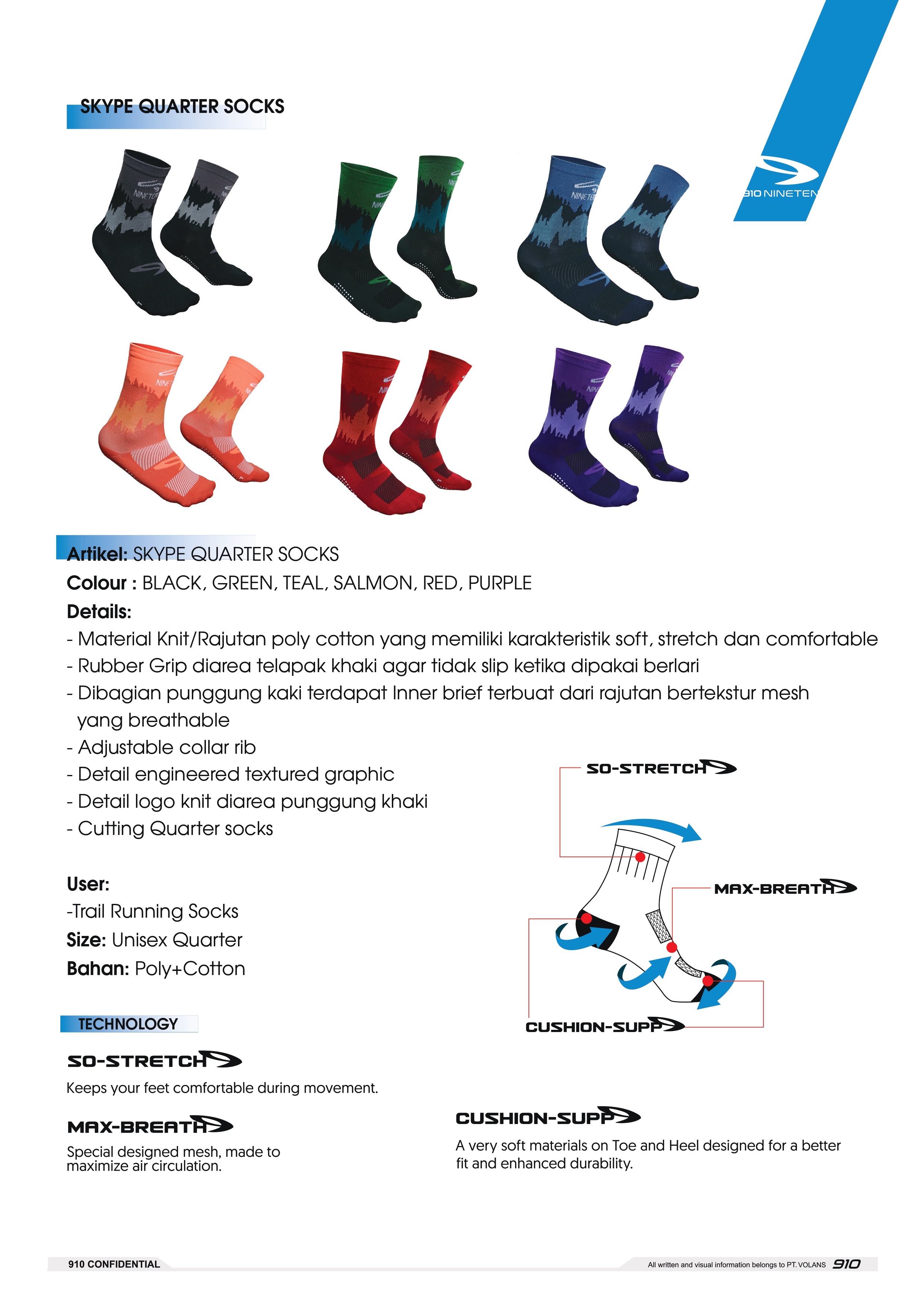 Jual 910 Nineten SKYPIE QUARTER Socks - HITAM | Shopee Indonesia