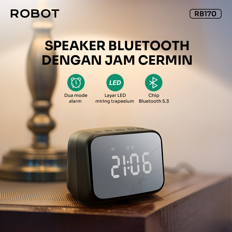 Jual ROBOT Speaker Bluetooth 5.3 Dual Smart Alarm Mode 1200mAh dengan ...