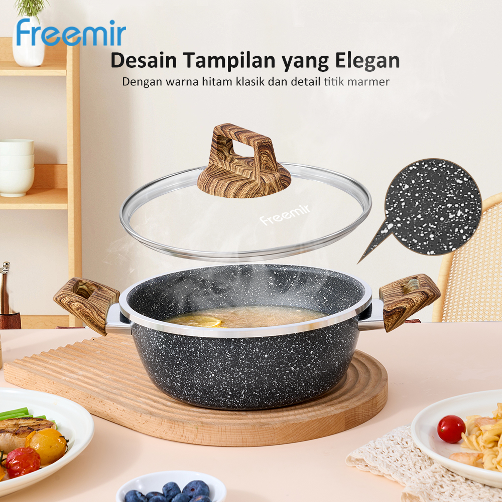 Jual [OFFICIAL] freemir Wajan Panci 20 Cm Tutup Kaca Wajan Anti Lengket ...