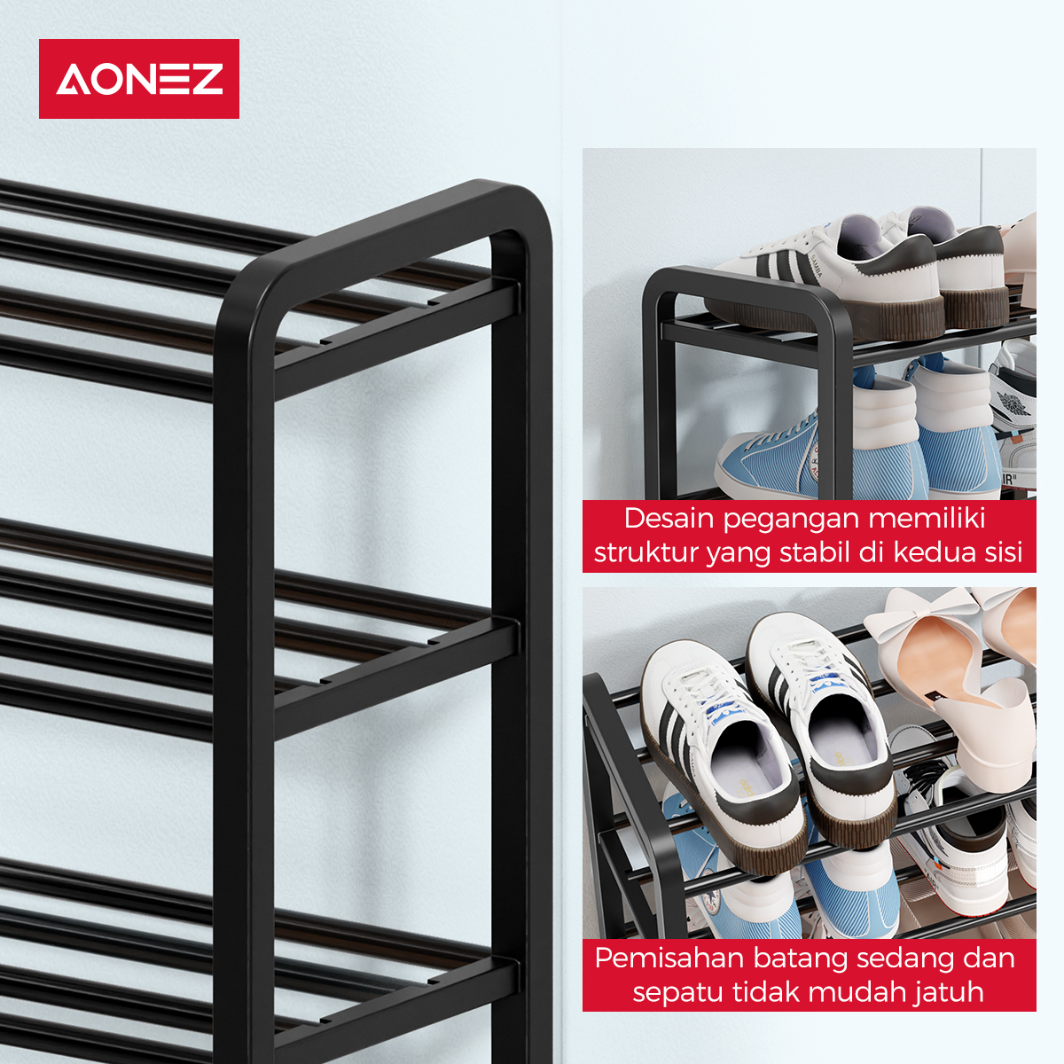 Jual AONEZ Rak Sepatu Sendal 4 Susun Tingkatan Multifungsi Shoe Rack ...