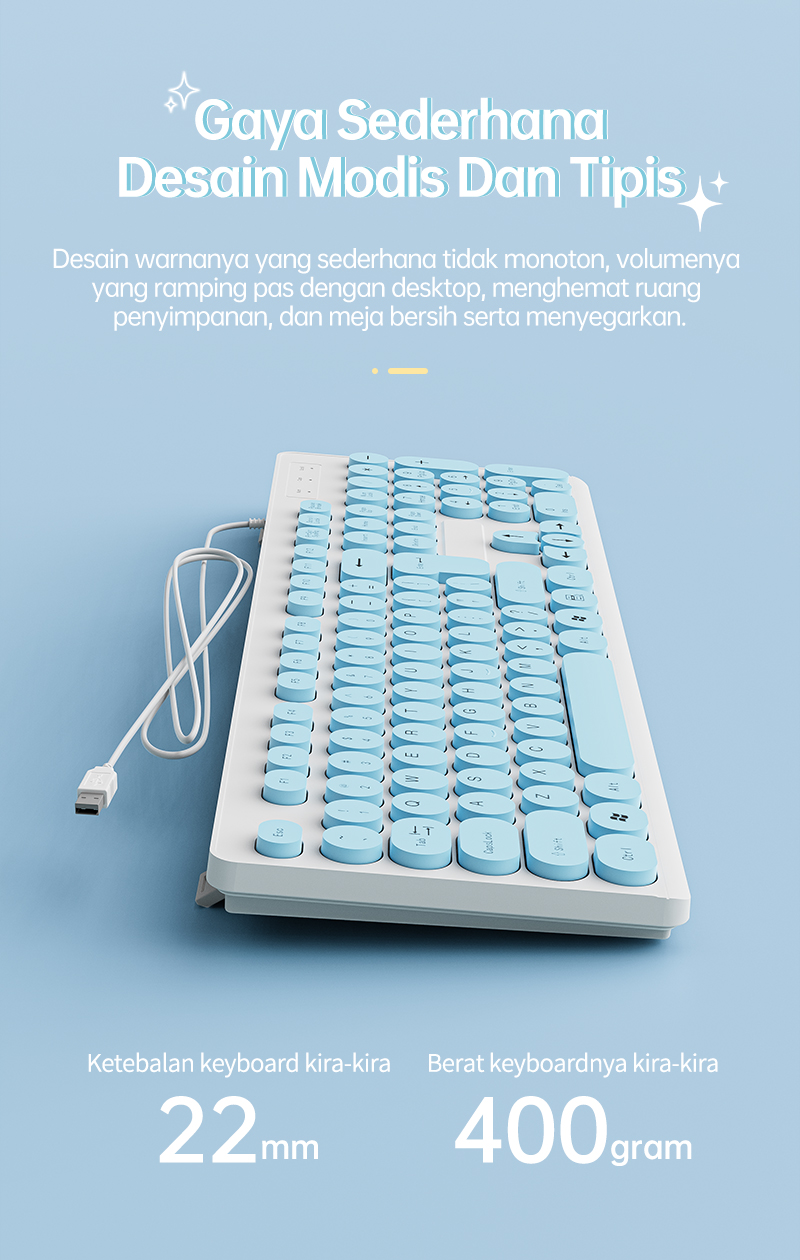 Jual BASIKE Keyboard kabel Wired PC Laptop Portable Tombol Senyap ...