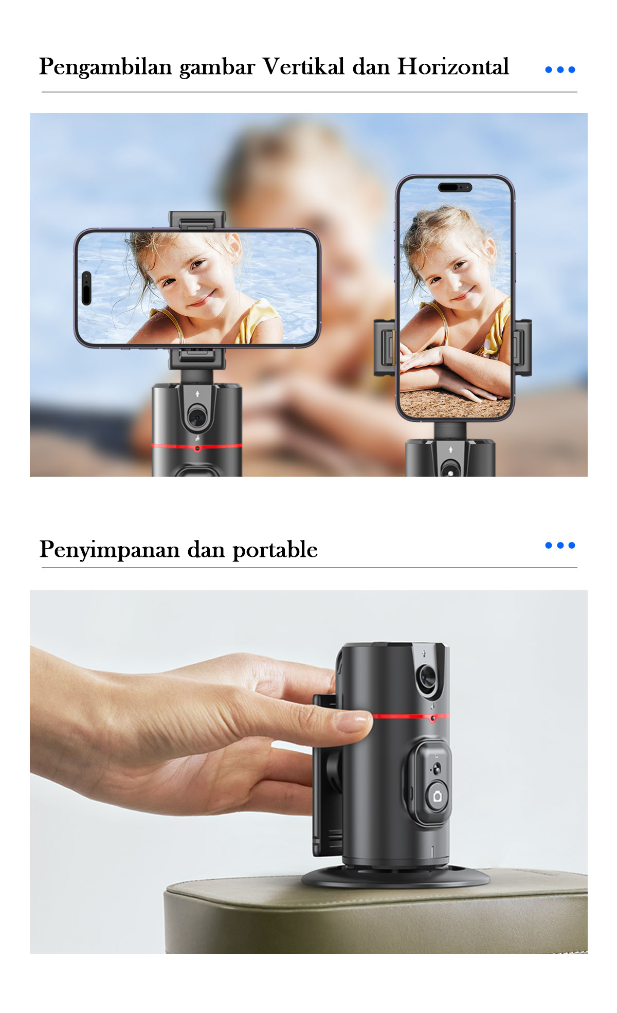 Jual CIJI CJPG-P02 Gimbal Stabilizer Handphone Auto Balance 360°AI Face ...