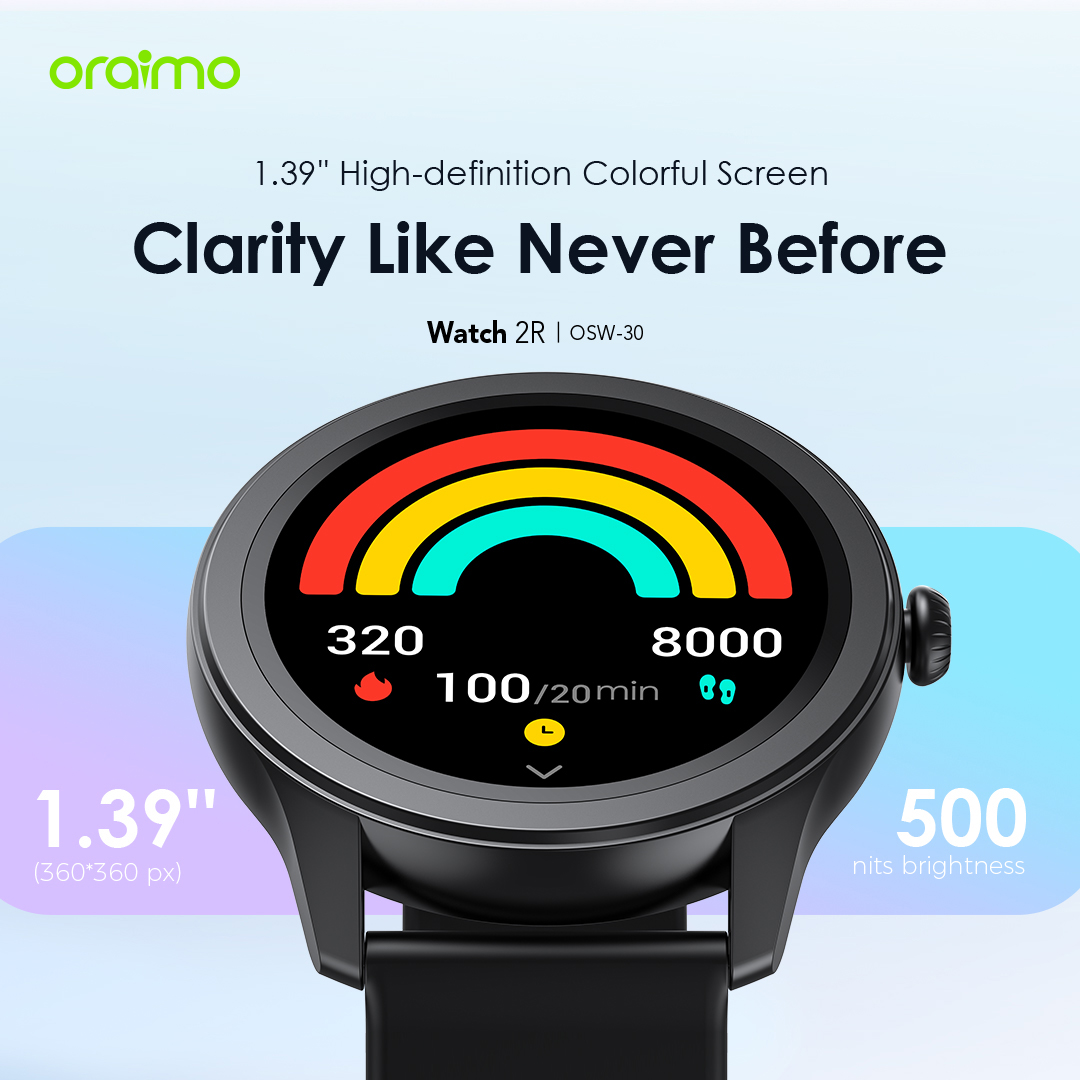 Jual oraimo Smart Watch 2R Jam Tangan Pintar 1.39" Screen Colorful 120 ...