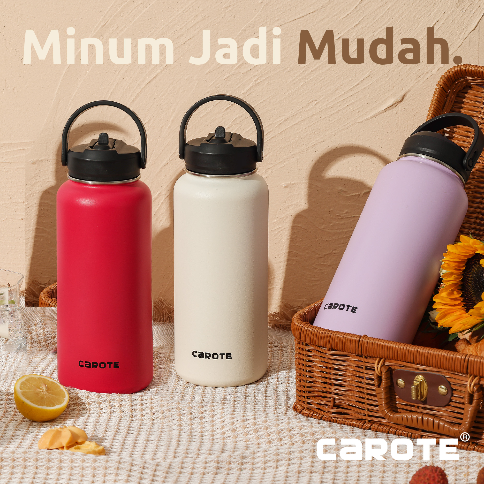 Jual CAROTE Botol Air Minum Stainless Steel dengan Sedotan, Botol Minum ...