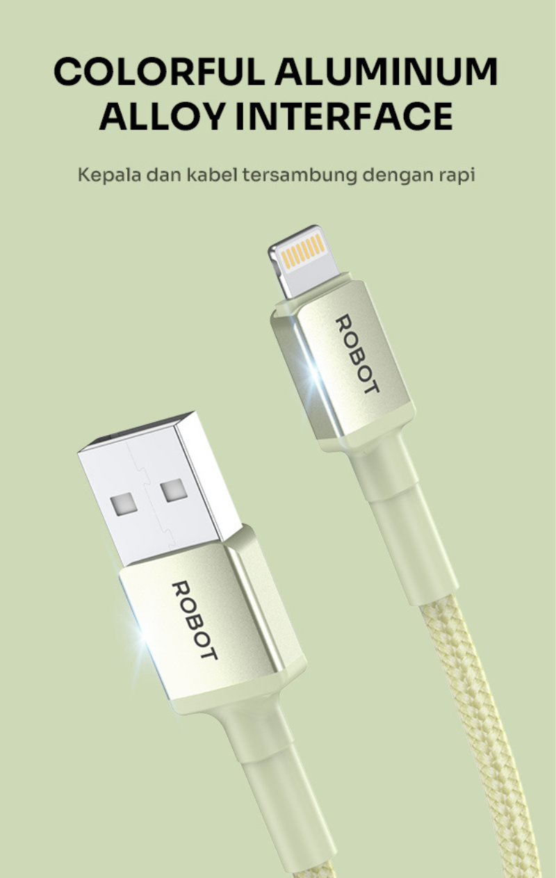 Jual ROBOT Kabel Data Fast Charging Type C Micro USB Lighting Kabel ...