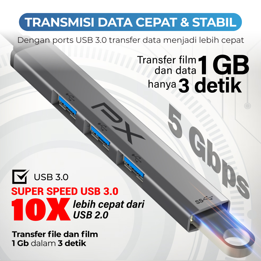 Jual Hub Converter USB 3.0 to USB 3.0 5 Gbps Laptop 4 in 1 PX UCH04A ...