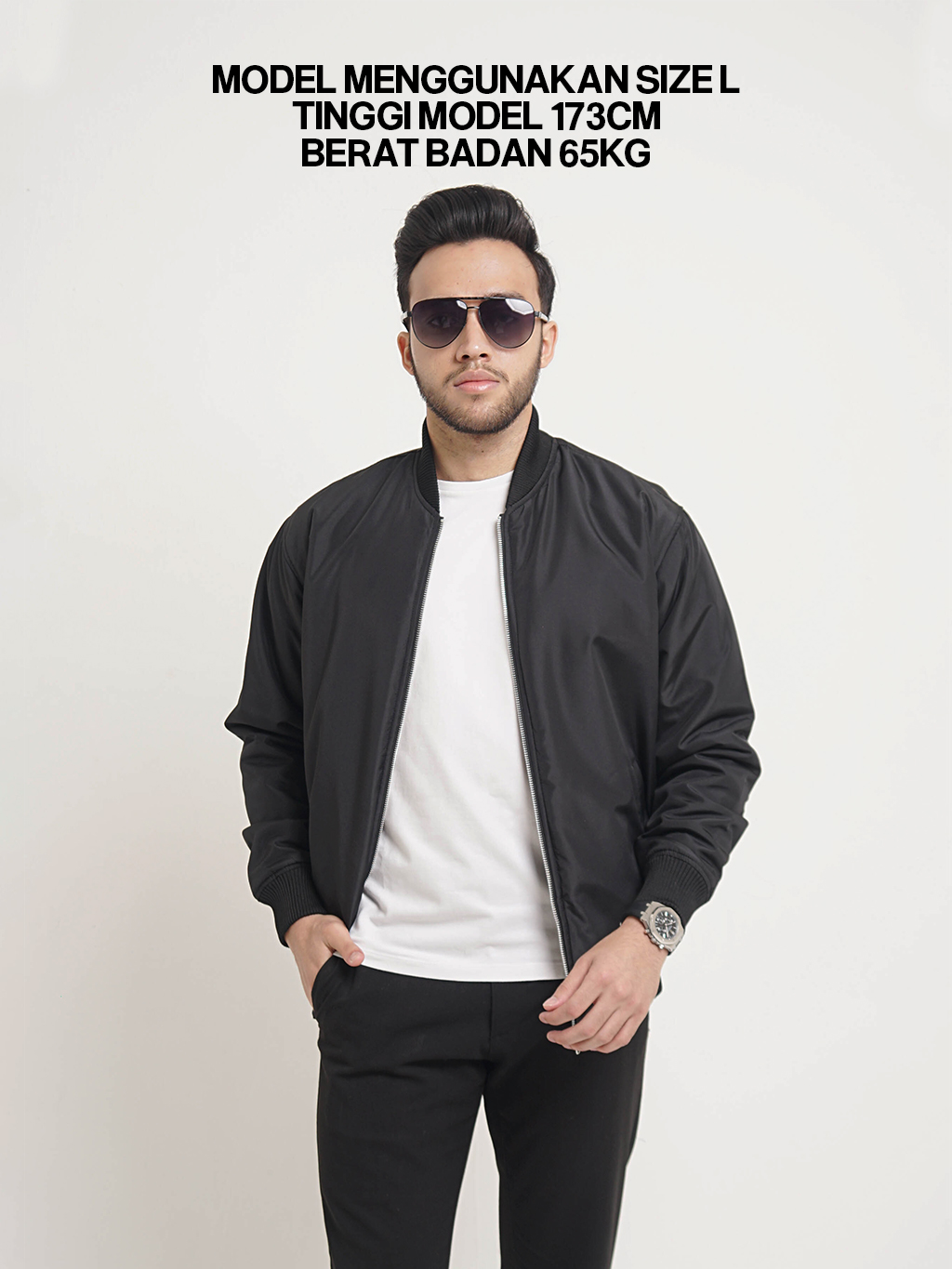 Jual Jaket Pria Bomber Original Hitam Black Jacket Parasut Windbreaker ...