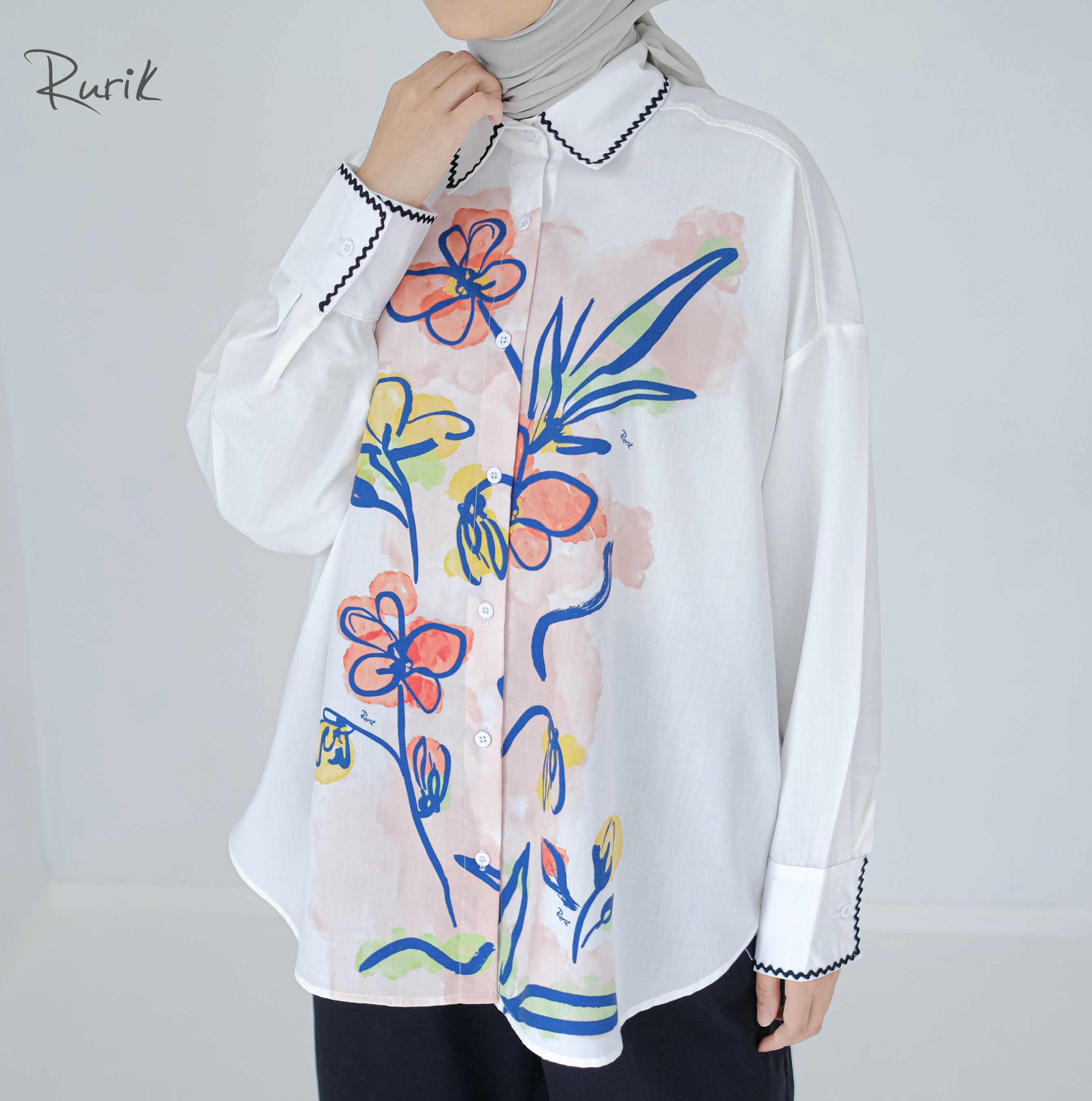 Jual Rurik Kemeja Wanita Printing Nariga Shirt | Shopee Indonesia
