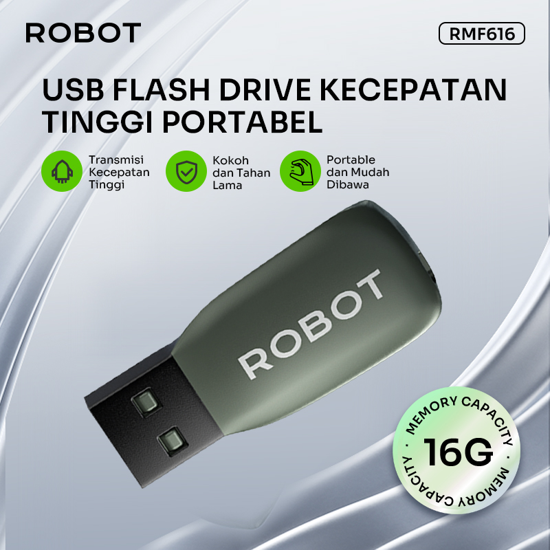 Jual ROBOT Flashdisk USB High Speed 16GB/32GB Flash Drive All Metal Portable for All Windows ...