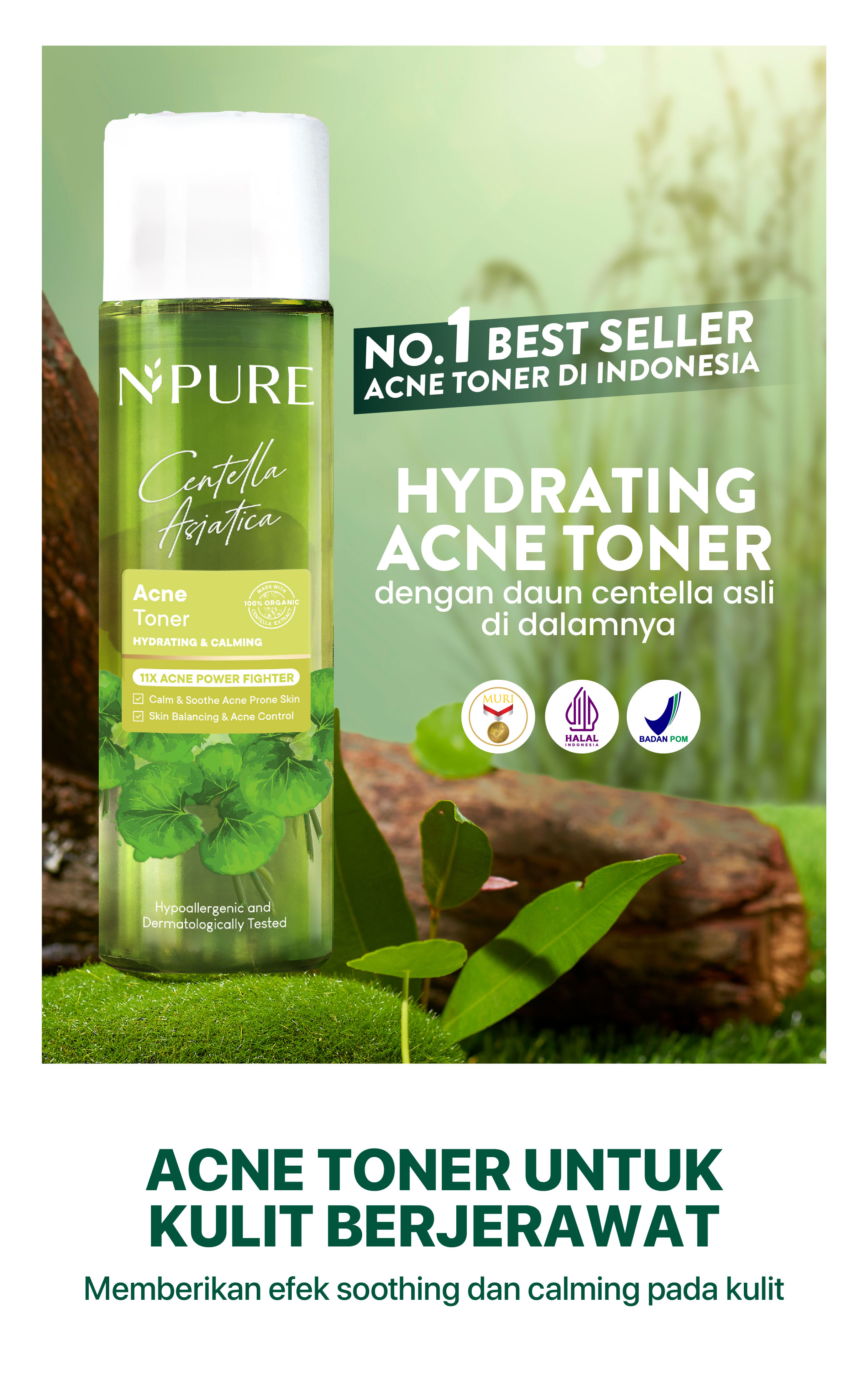 Jual NPURE Cica Hydrating Acne Toner 30ml / Acne Toner / Toner Kulit ...