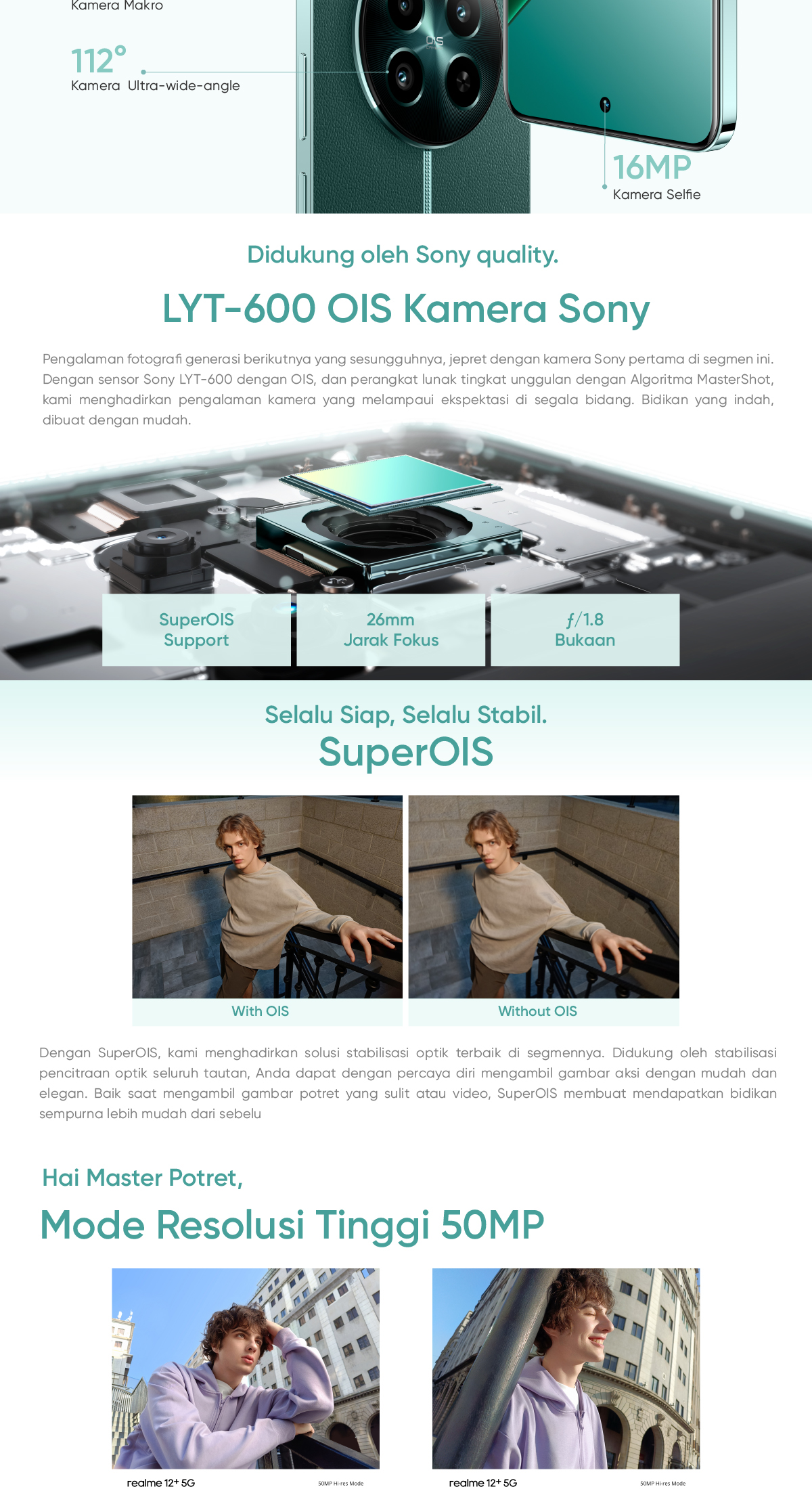 Jual realme 12 Plus 8GB+8GB*|256GB (Sony LYT-600 OIS Portrait Camera ...