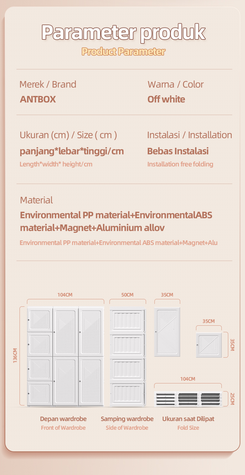Jual ANTBOX Lemari Pakaian Putih Minimalis 6-15 Box Wardrobe Putih Lemari Baju Plastik Lipat ...