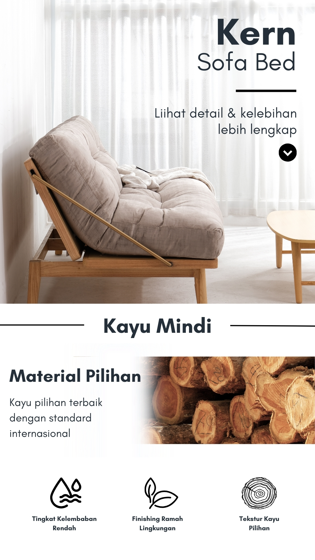Jual Up Space Kern Sofa Bed / Sofa Kayu / Sofa Lipat / Dipan Kayu ...