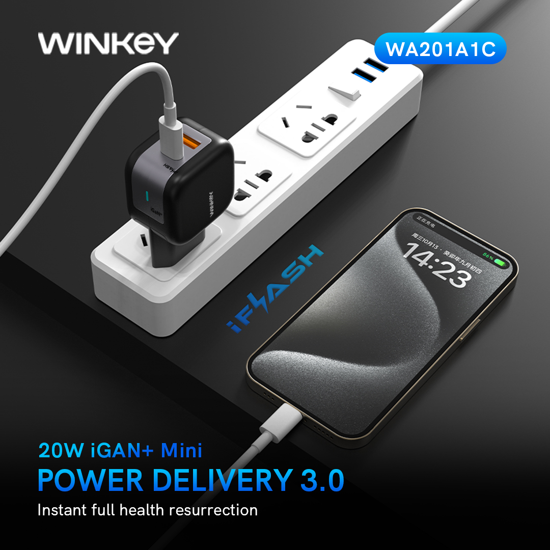 Jual WINKEY iGan+ Mini 20W Charger iPhone Adaptor Port Type C dan USB ...