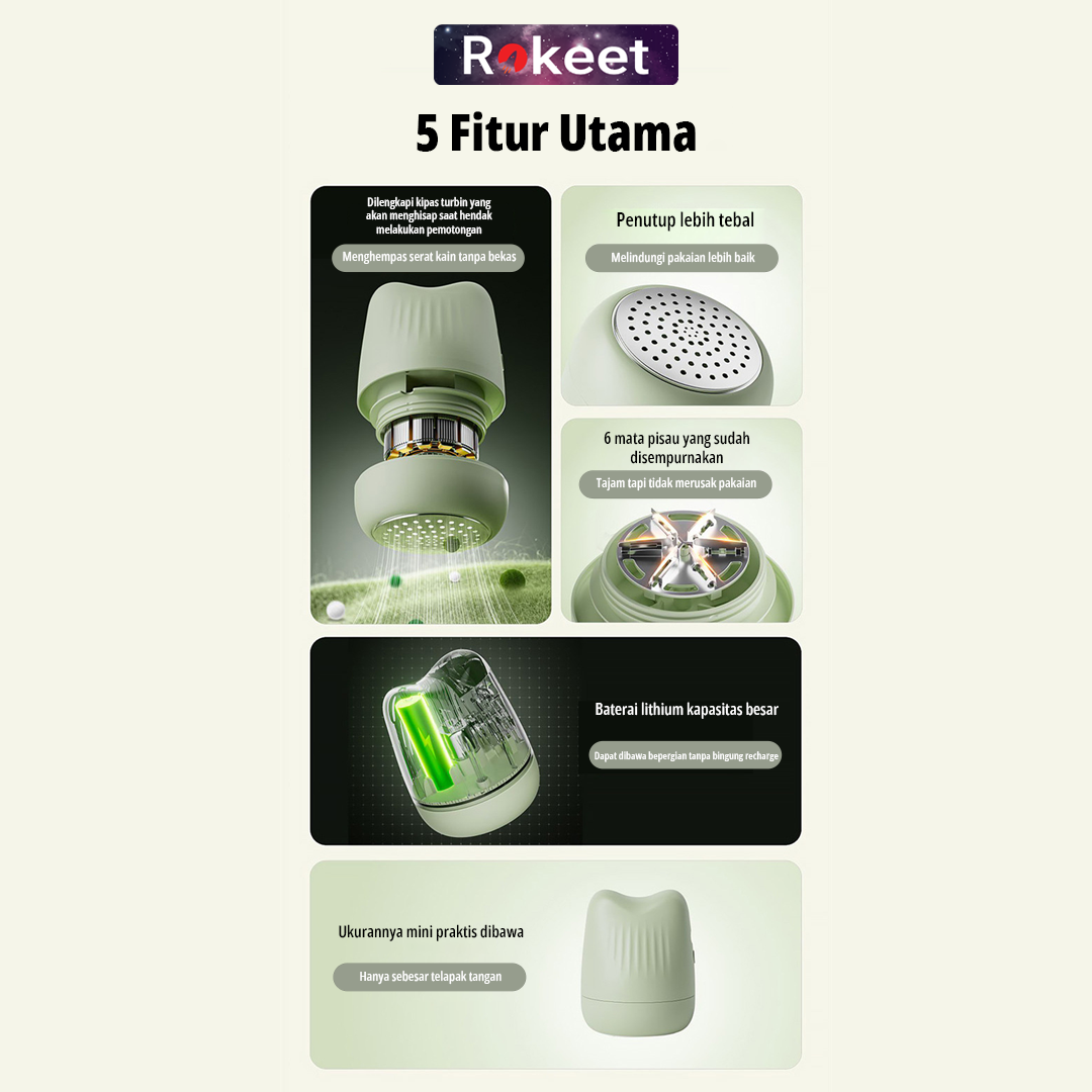 Jual Rokeet Alat Penghilang Bulu Baju Pakaian Mini Portable Fuzz ...