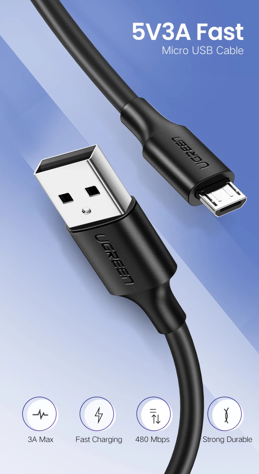 Jual UGREEN Kabel Data Micro USB Fast Charging 2A Max 18W PVC | Shopee ...