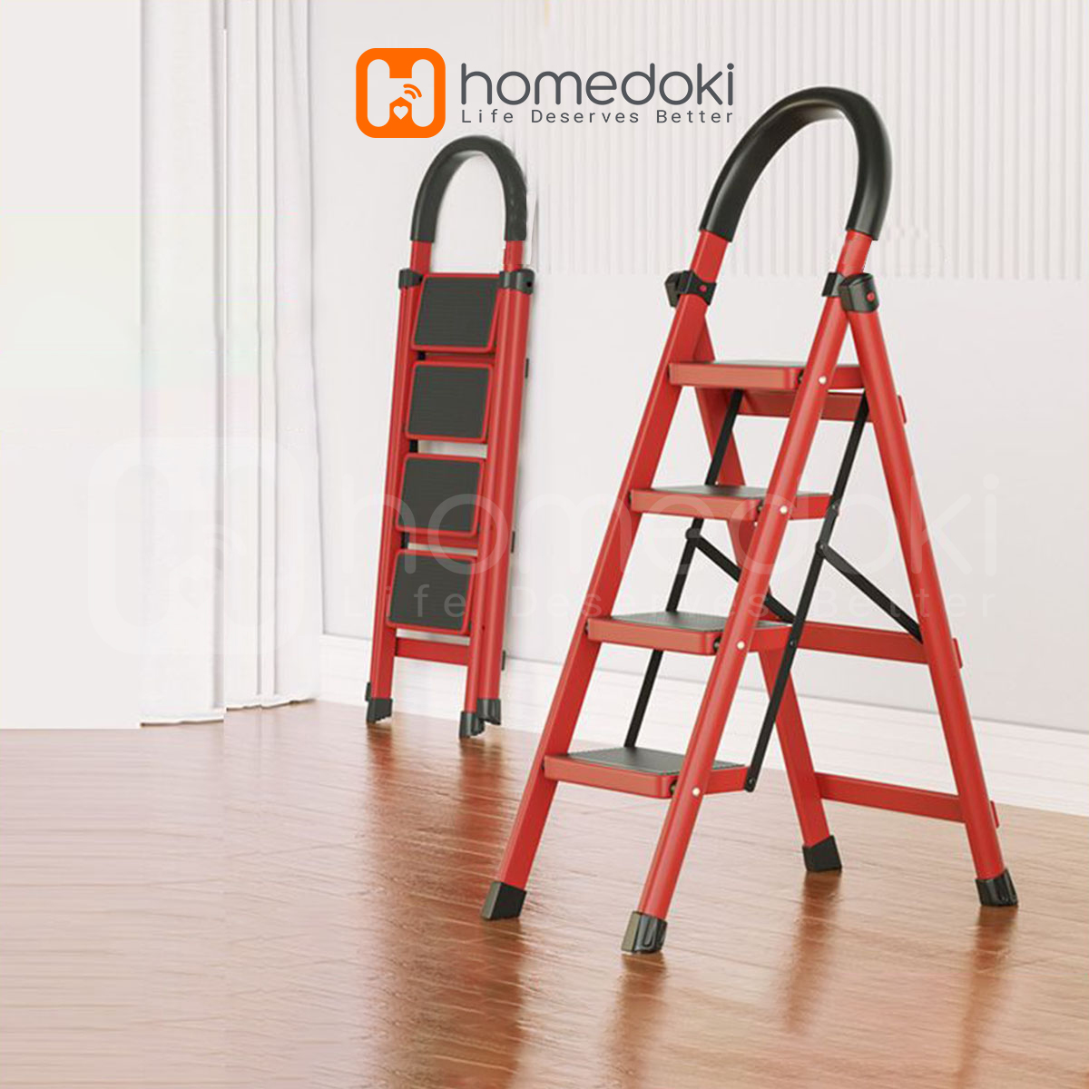 Jual Homedoki Tangga Rumah Lipat/Tangga Besi Lipat 3/4/5 Step Household Steel Ladder | Shopee ...
