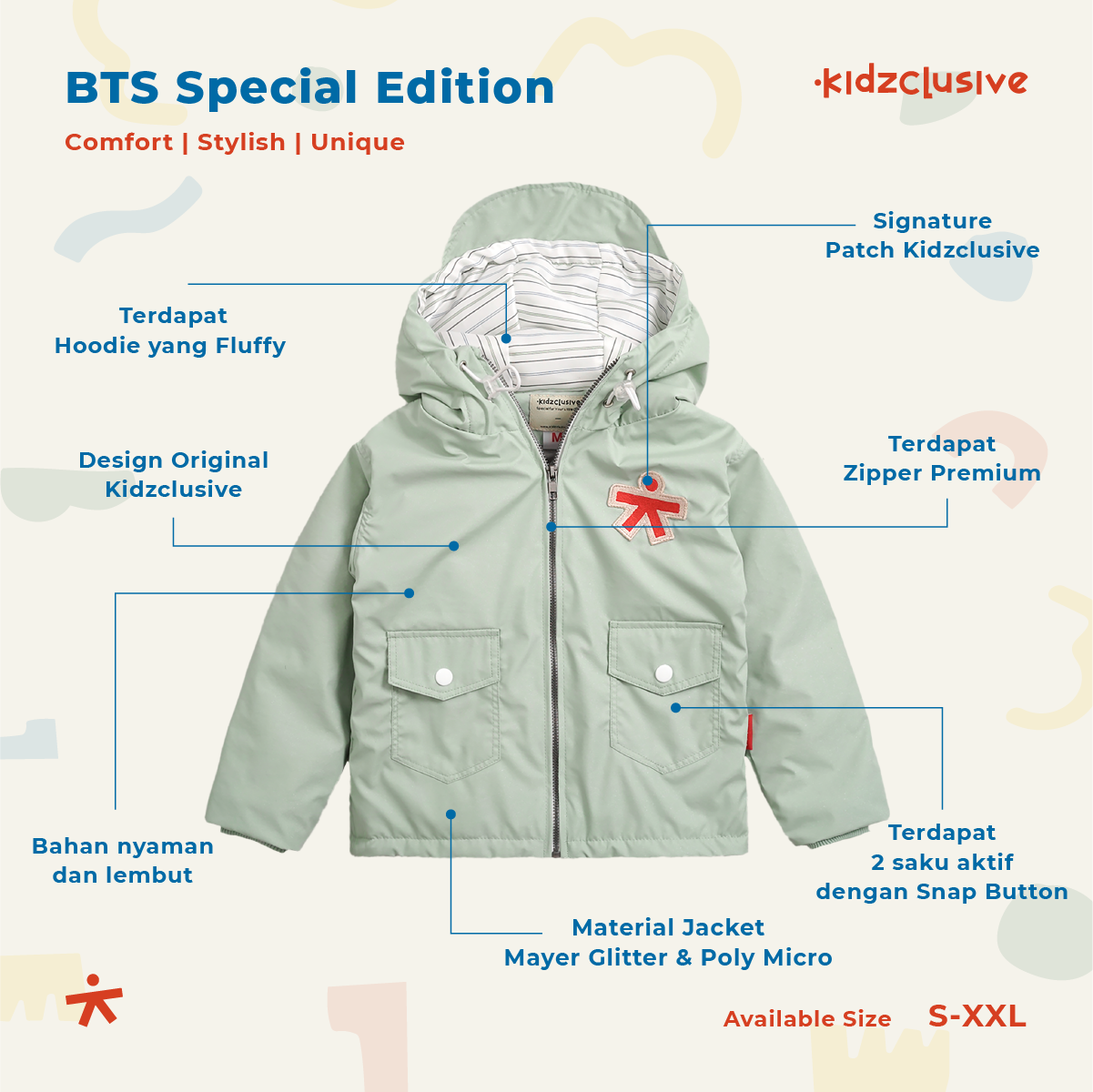 Jual Kidzclusive BTS Special Edition jaket anak perempuan jaket winter ...