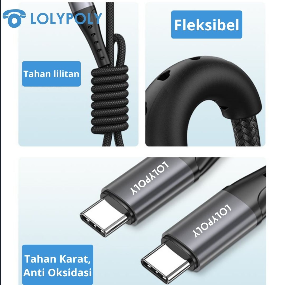 Jual LOLYPOLY Kabel Charger 107 USB C to Lightning / Type C to Type C ...