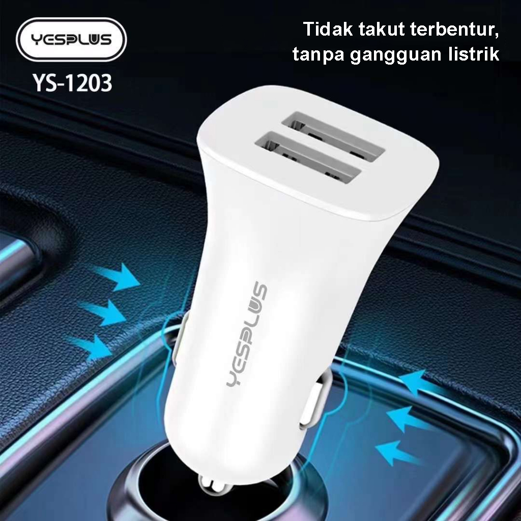 Jual Car Charger YESPLUS YS-1203 Fast Charging 2.4A Two USB Car Charger | Shopee Indonesia