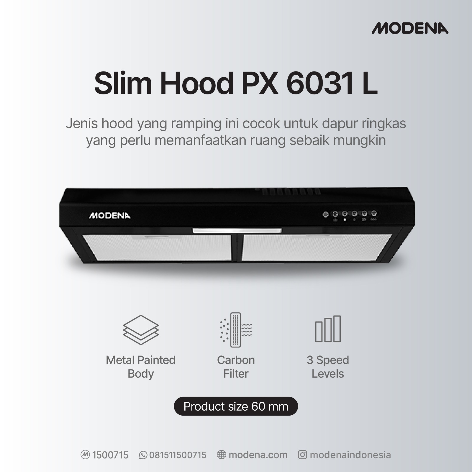 Jual [KARGO] MODENA Cooker Hood Esile 60cm PX 6001 PX 6031 L AX 0611 ...