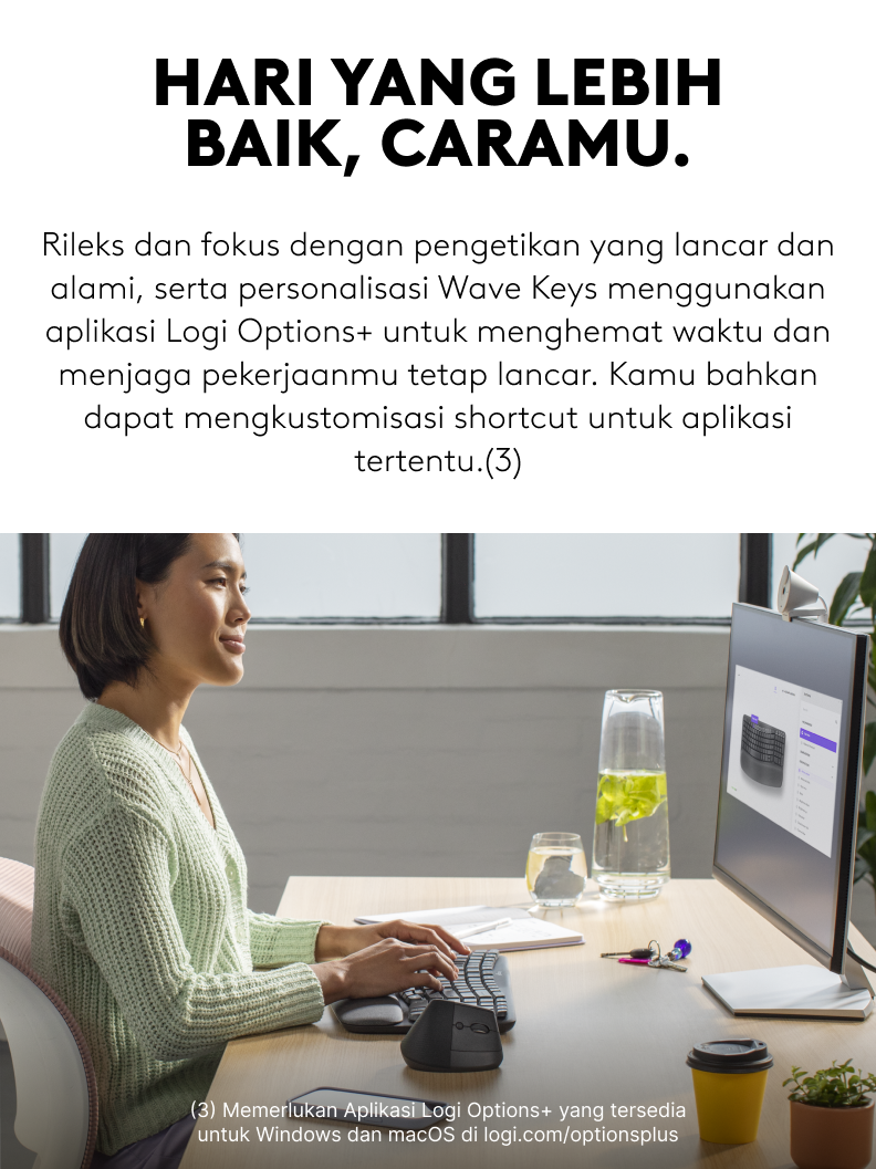 Jual Logitech Wave Keys Keyboard Ergonomis Wireless Bluetooth Dan