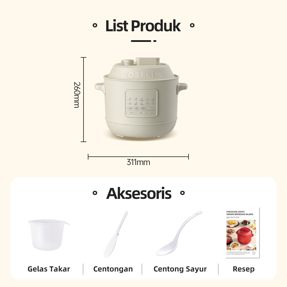 Jual SOSEKI Panci Presto Listrik Multifungsi 1.2L / 10 Menu Pressure Cooker Fitur Lepas Tekanan ...