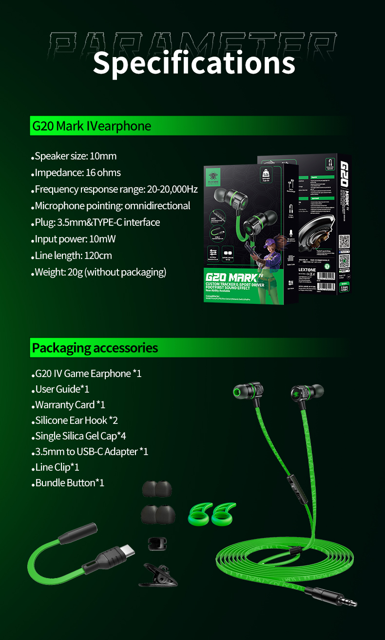Jual Headset Plextone G20 Mark IV In Ear Gaming Earphone IEM with ...