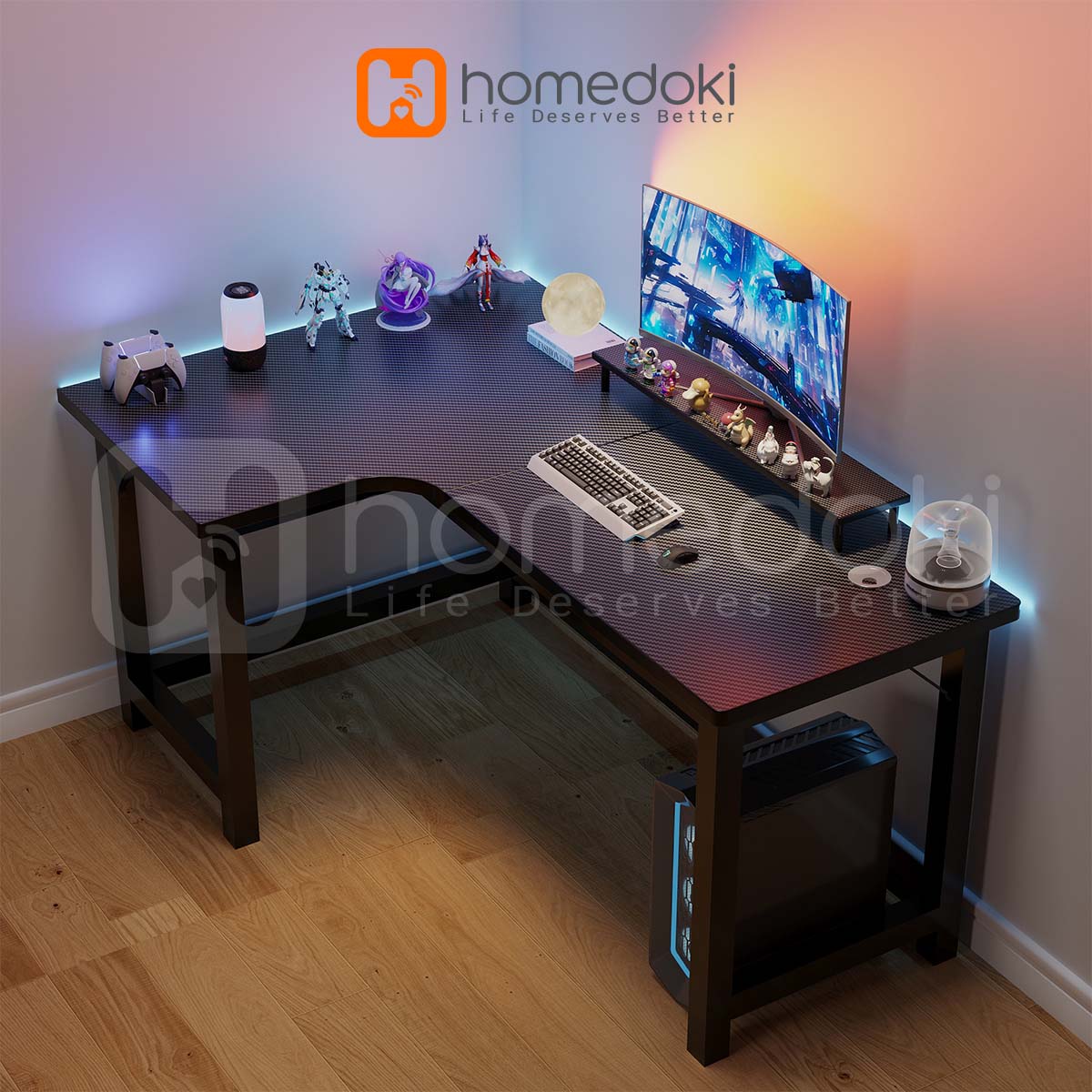 Jual Homedoki Meja Gaming / L shaped Meja / Meja Komputer Serat Karbon ...