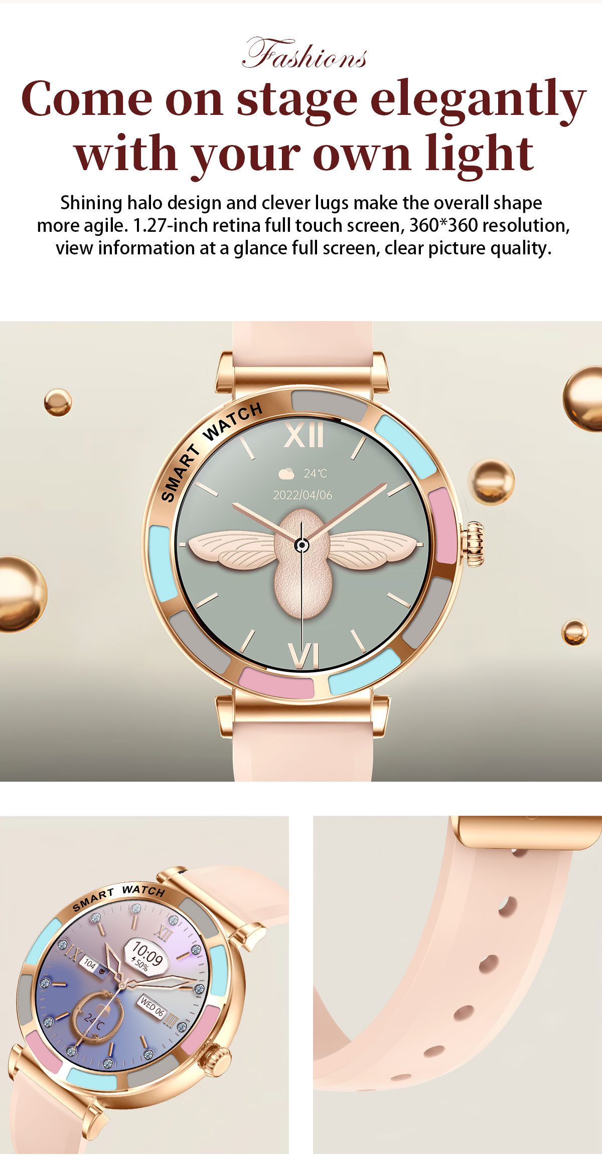 Jual Aolon Lily R2 Smartwatch Wanita 41mm Slim Bluetooth Call Custom ...