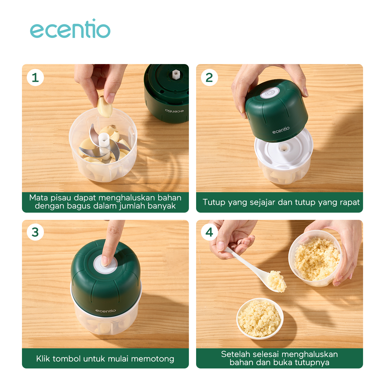 Jual ecentio Mini Chopper Blender Portable 6 bilah pisau Bumbu kapsul ...