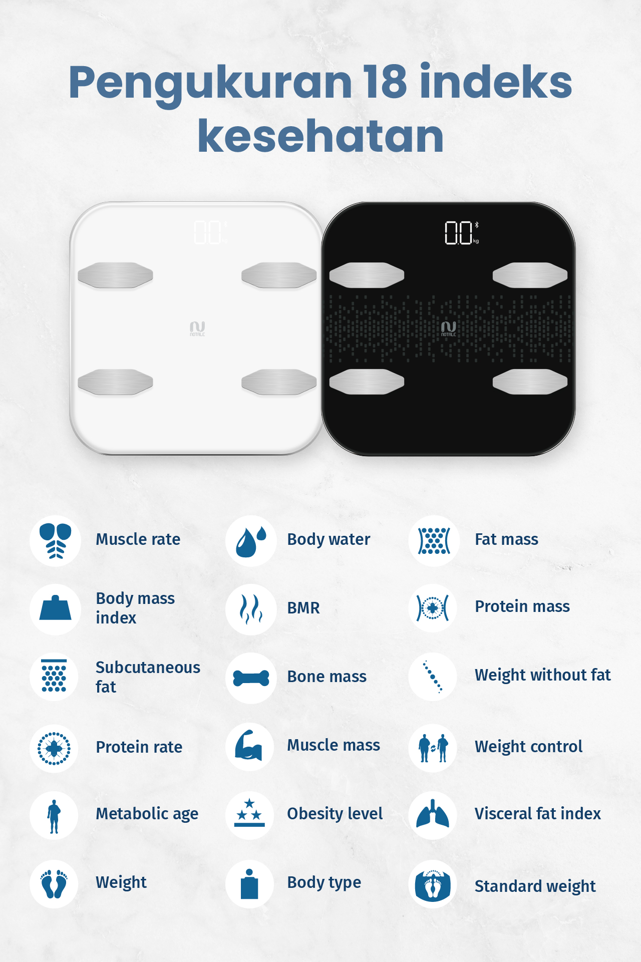 Jual Notale Timbangan Badan Digital Smart Weight Scale with APPS ...