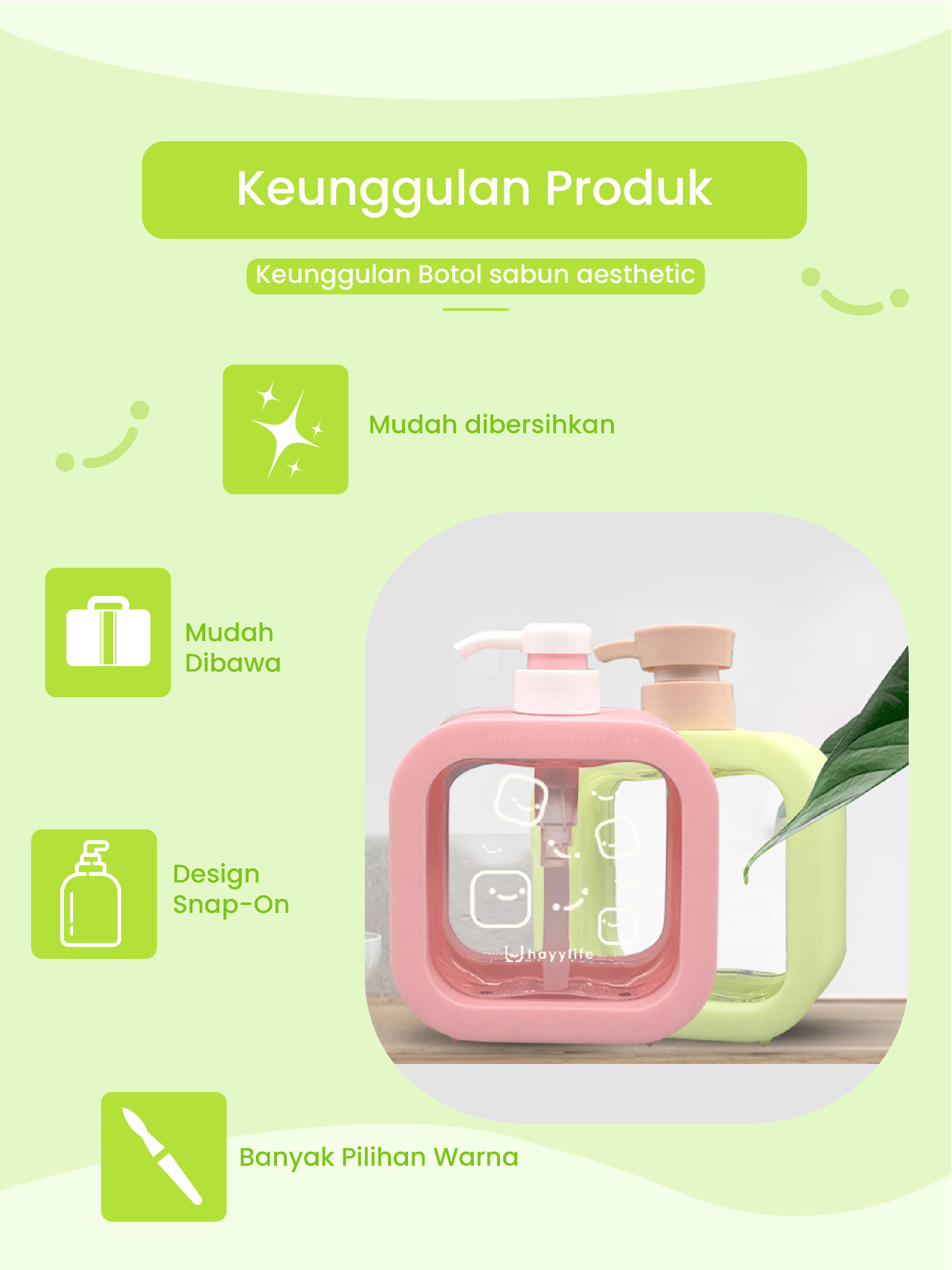 Jual HAYYLIFE Botol Sabun Mandi Plastik 500 ML Perlengkapan Mandi ...
