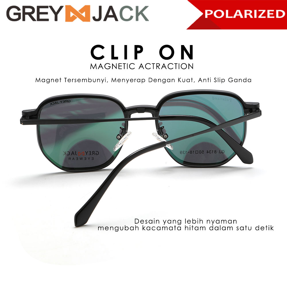Jual Grey Jack Frame Kacamata Clip On 4in1 Bahan Metal Polarized Night ...
