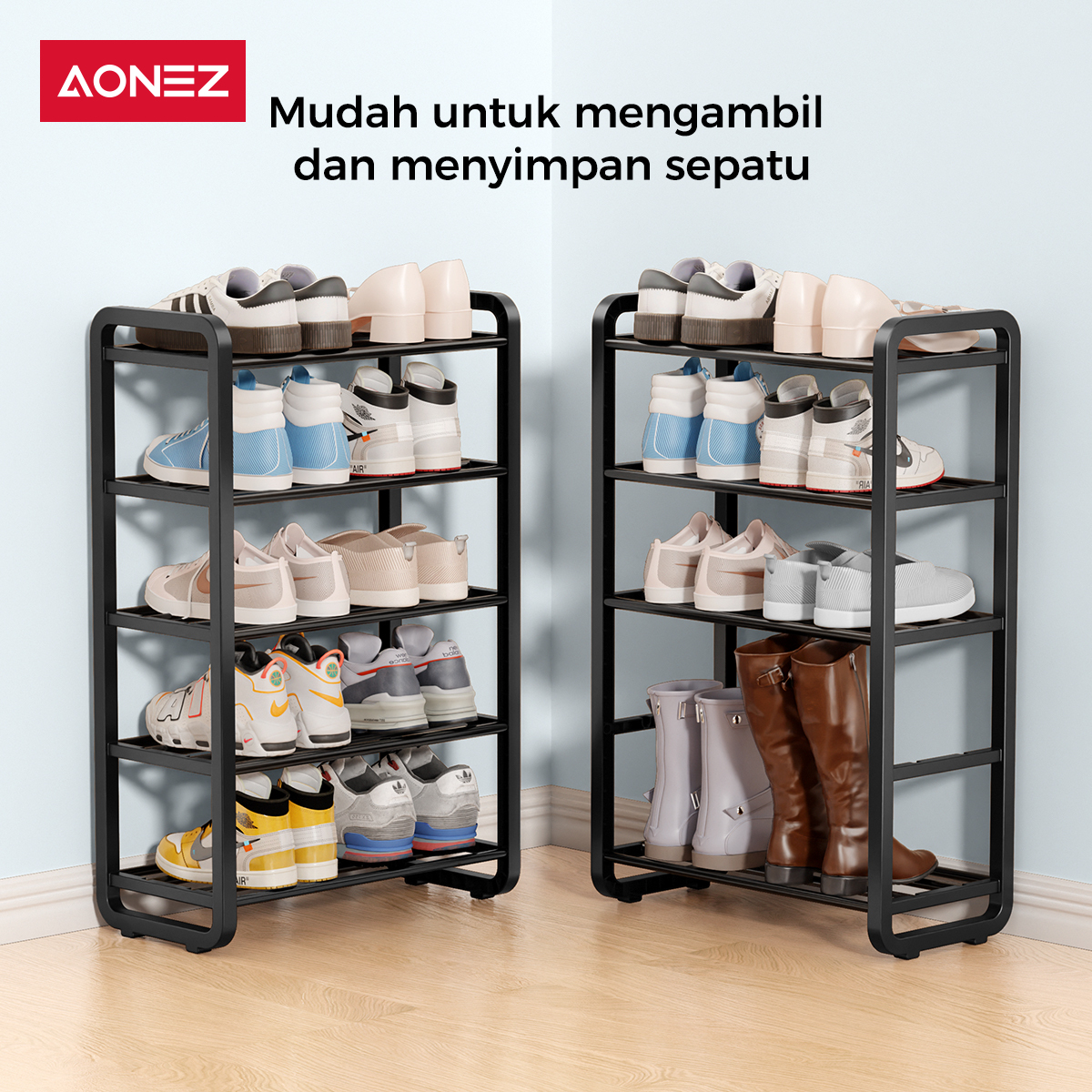 Jual AONEZ Rak Sepatu Sendal 4 Susun Tingkatan Multifungsi Shoe Rack ...